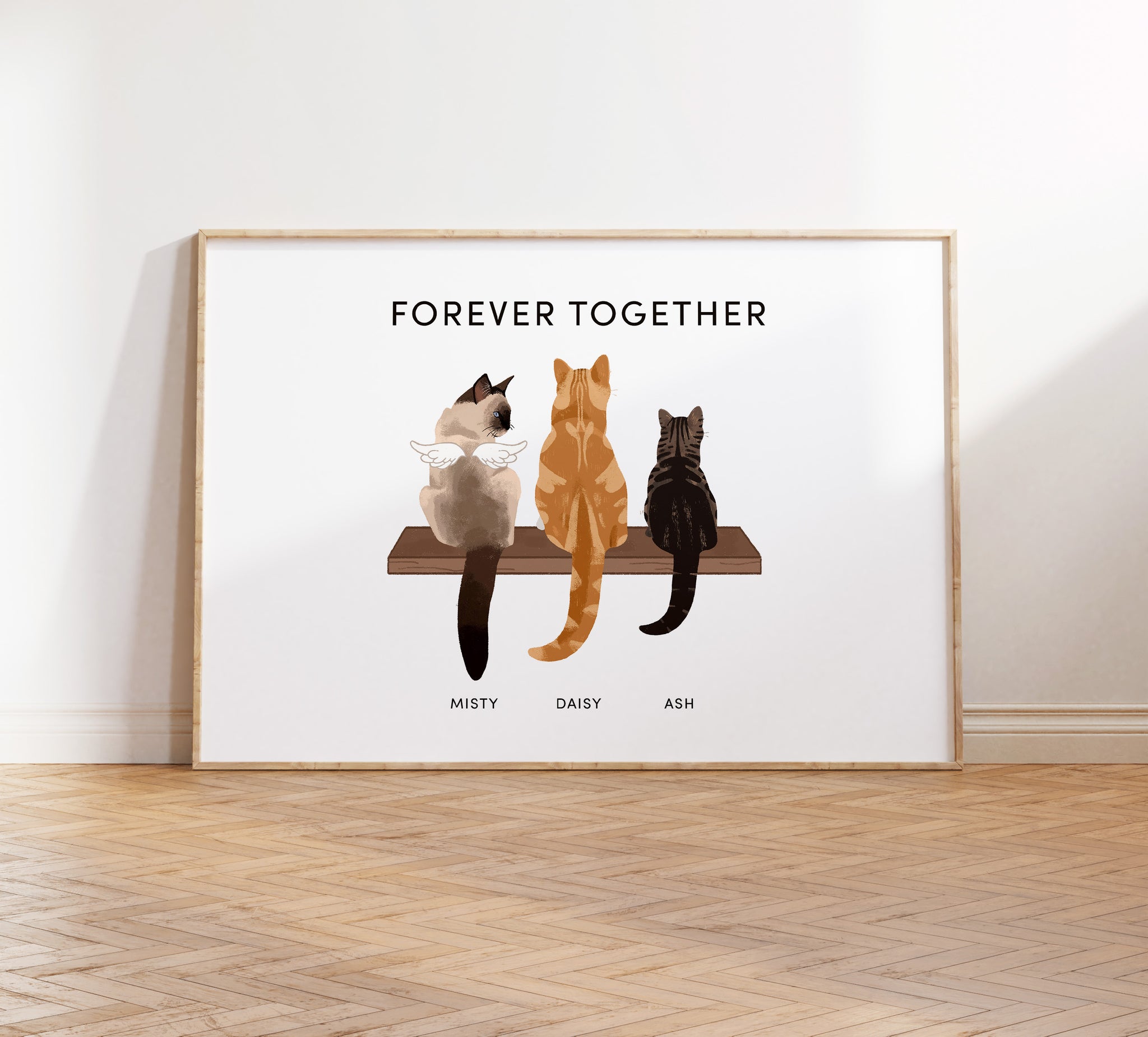 Personalised Cats on a Shelf Print (unframed) – Designed by Leanne