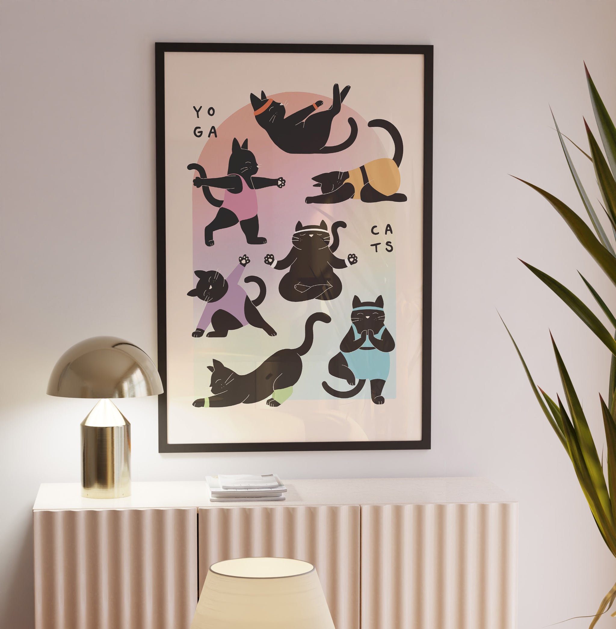 Minimalist Cat Yoga Art Print (unframed) – Designed by Leanne