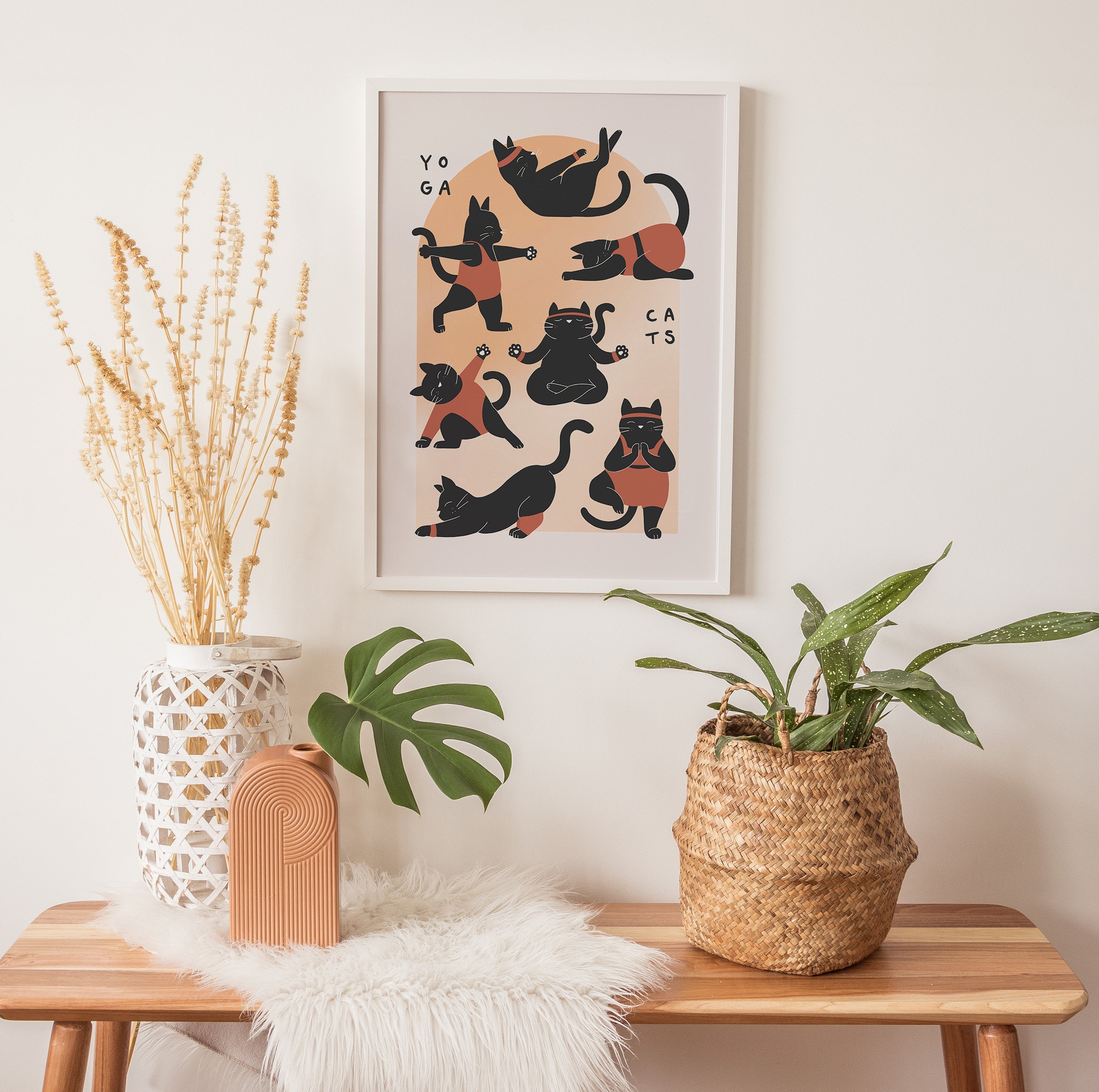 Minimalist Cat Yoga Art Print (unframed) – Designed by Leanne