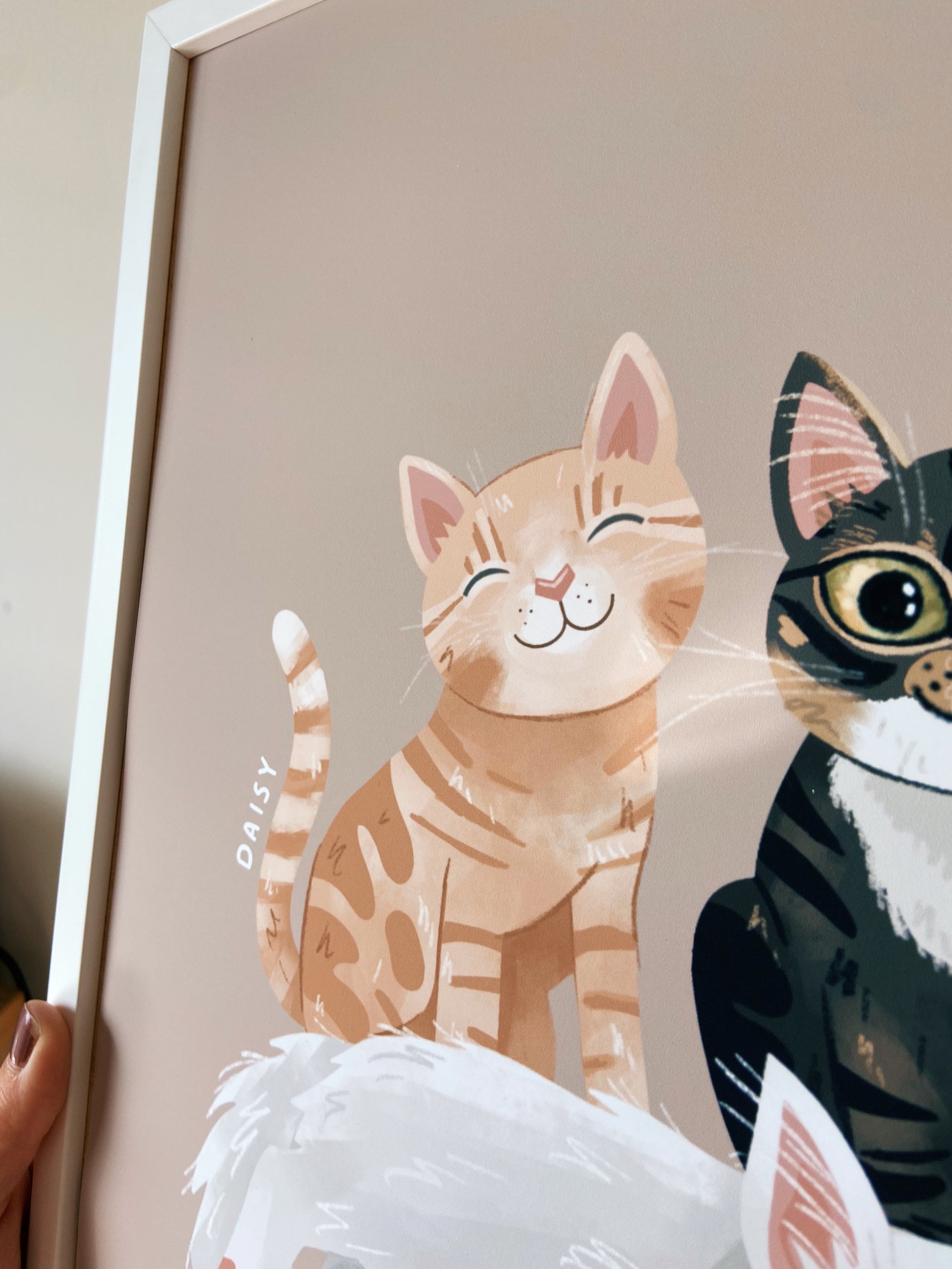 Customised Pet Portrait Print, Hand-illustrated from Photos (unframed ...