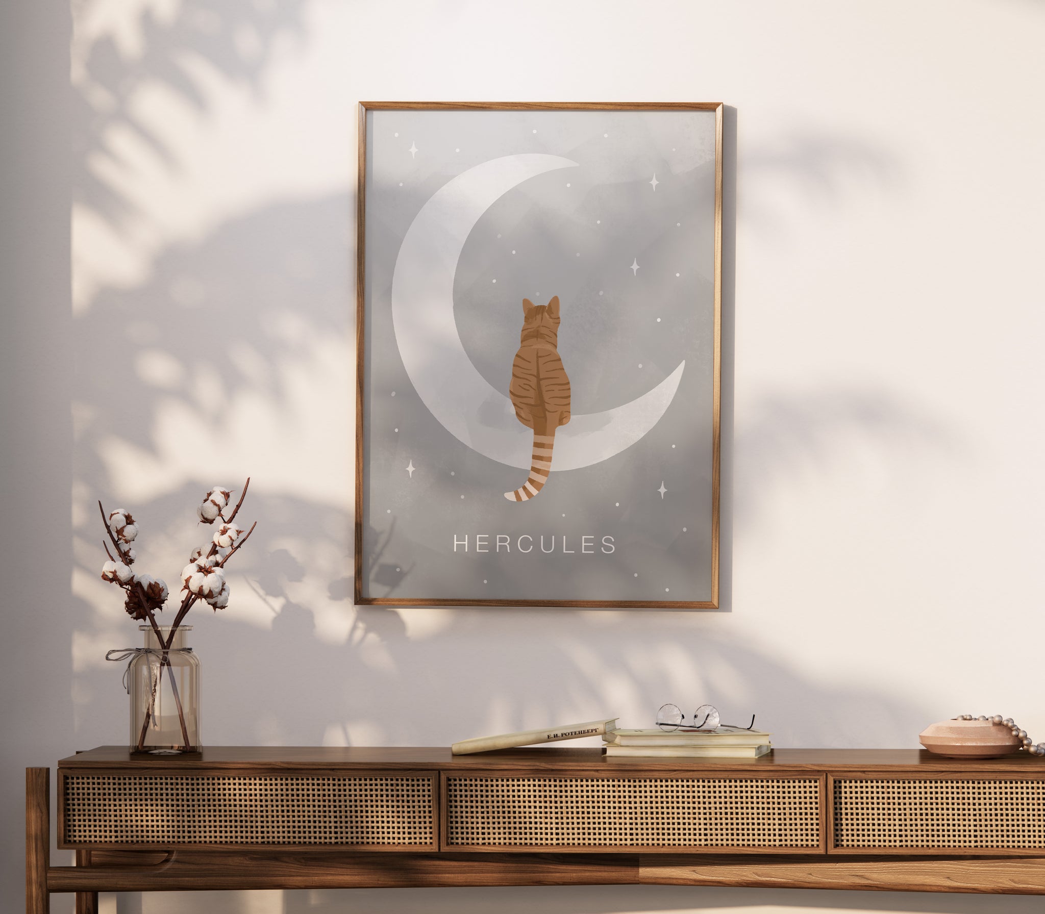 Personalised Cats Sitting on the Moon Print (unframed) – Designed by Leanne