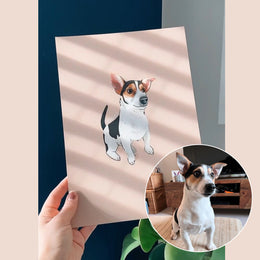 Customised Pet Portrait Print, Hand-illustrated from Photos (unframed ...