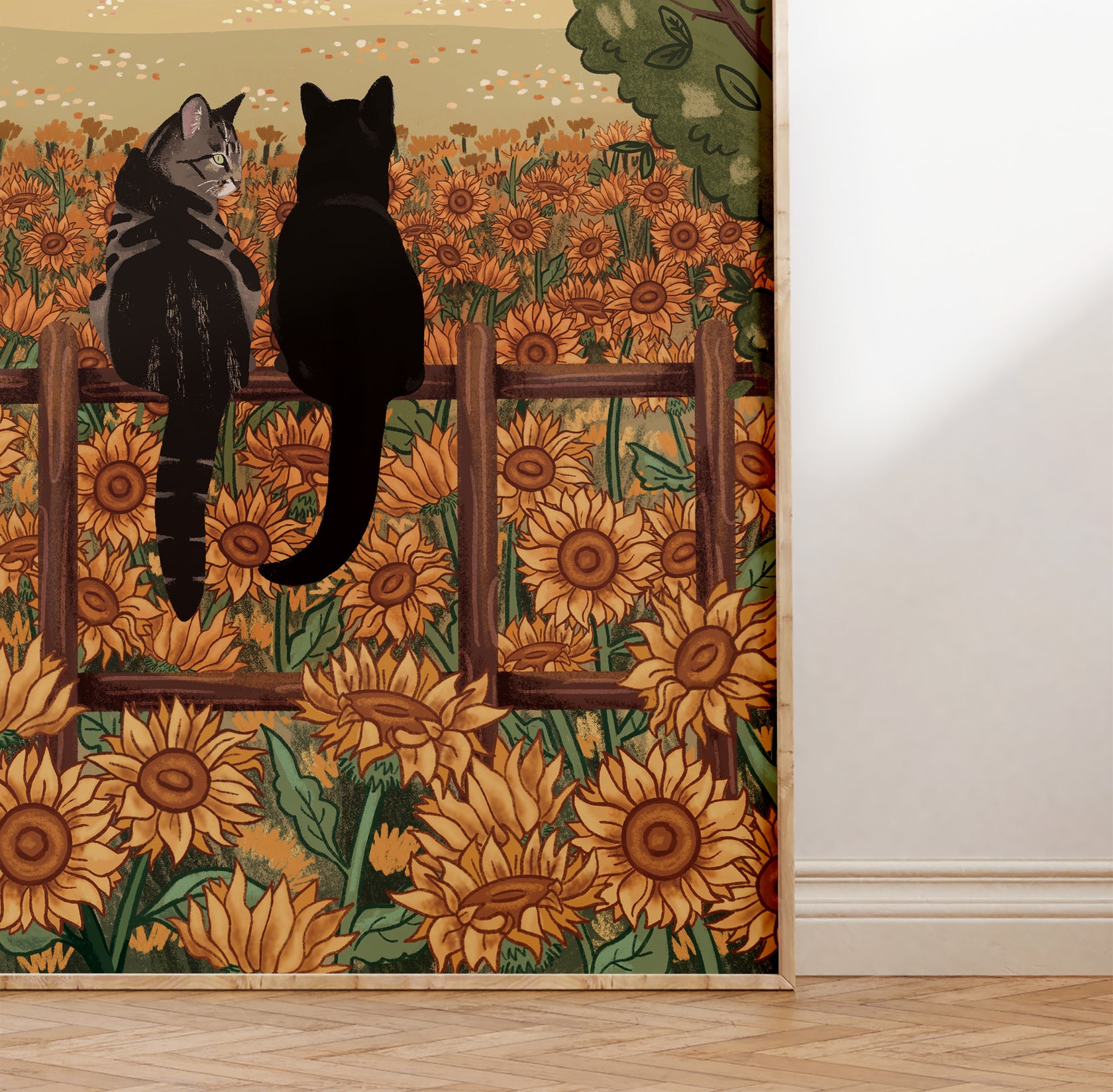 Personalised Cats in Sunflower Field Portrait Print (unframed ...