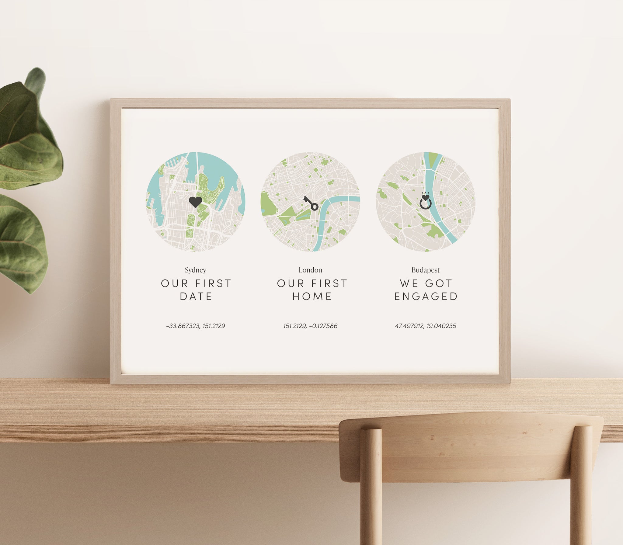 Personalised Special Places Map Print (unframed) – Designed by Leanne