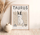 Taurus Cat Zodiac Star Sign Print (unframed) – Designed by Leanne