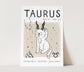 Taurus Cat Zodiac Star Sign Print (unframed) – designed-by-leanne-shop